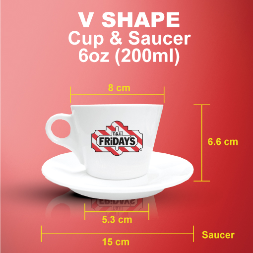 V SHAPE CUP & SAUCER 6OZ-F001 – Freemiums.MY